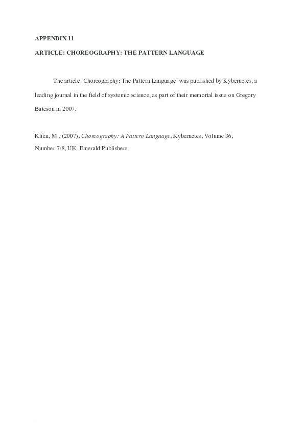 (PDF) Choreography: a pattern language