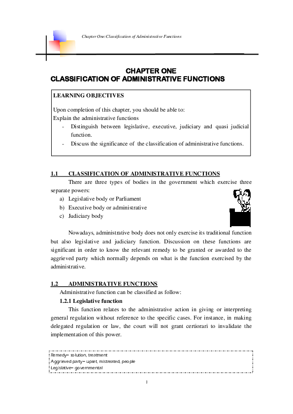 (PDF) CHAPTER ONE CLASSIFICATION OF ADMINISTRATIVE FUNCTIONS