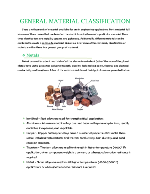 (PDF) GENERAL MATERIAL CLASSIFICATION