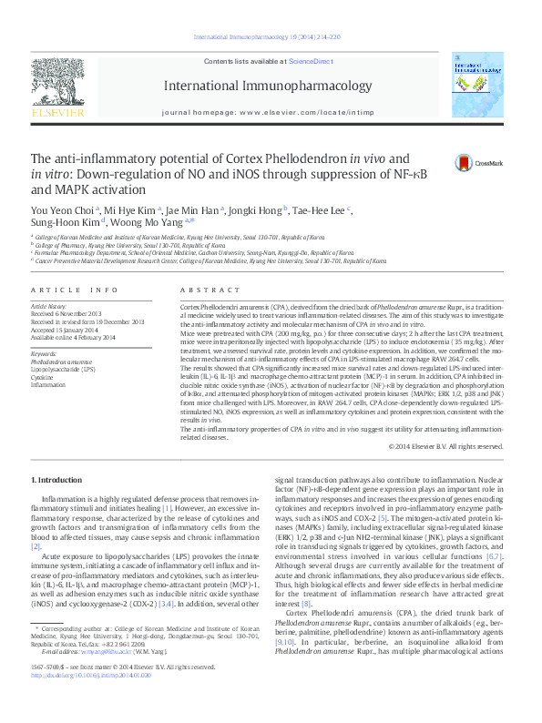 (PDF) The anti-inflammatory potential of Cortex Phellodendron in vivo ...