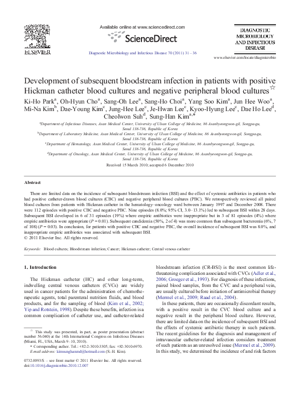 (PDF) Development of subsequent bloodstream infection in patients with ...