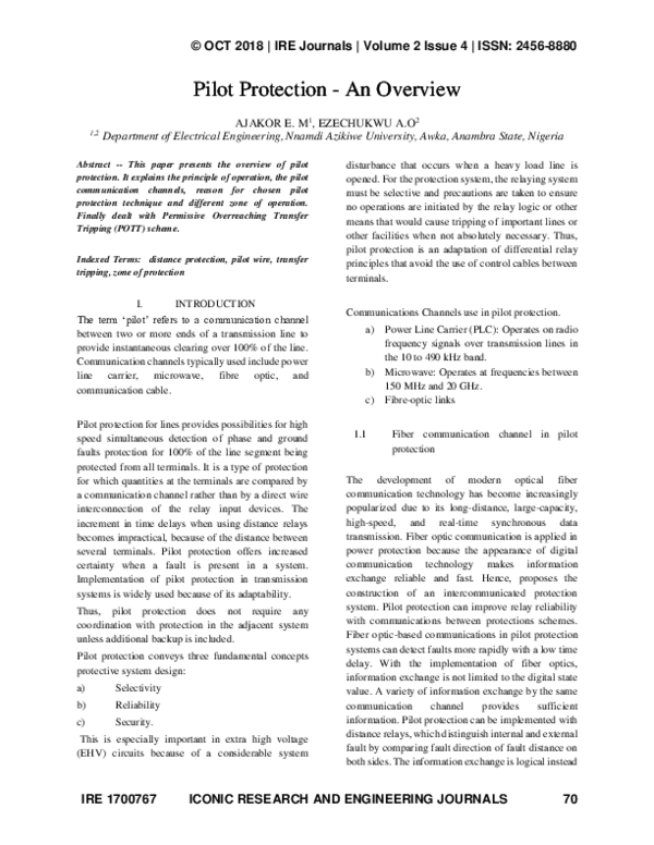 (PDF) Pilot Protection -An Overview