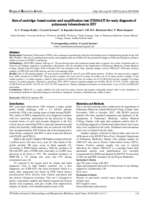 (PDF) Role of cartridge -based nucleic acid amplification test (CBNAAT ...