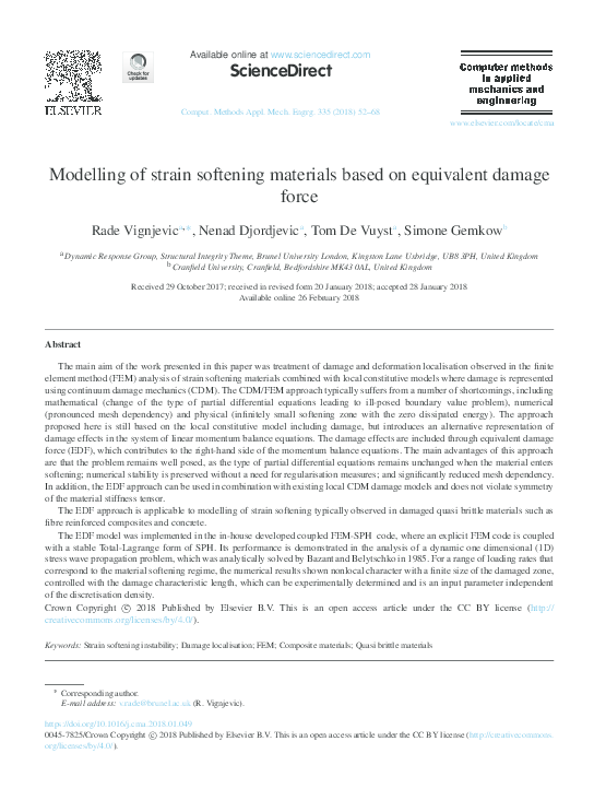 (PDF) ScienceDirect Modelling of strain softening materials based on ...