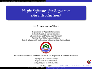 (PDF) Maple Software for Beginners (An Introduction)