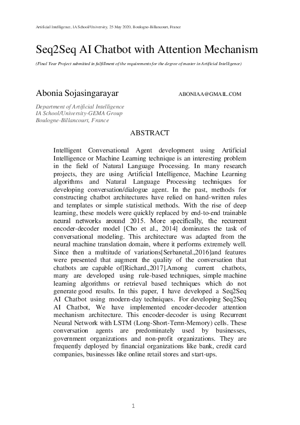 (PDF) Seq2Seq AI Chatbot with Attention Mechanism