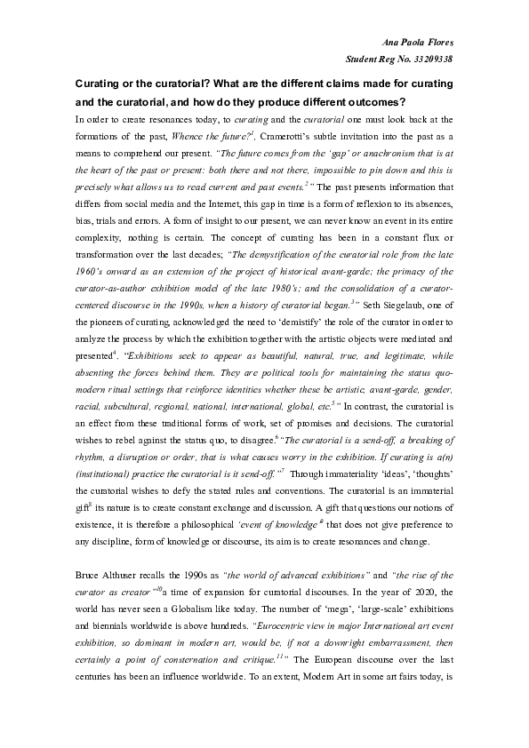 (PDF) Curating or the curatorial? What are the different claims made ...