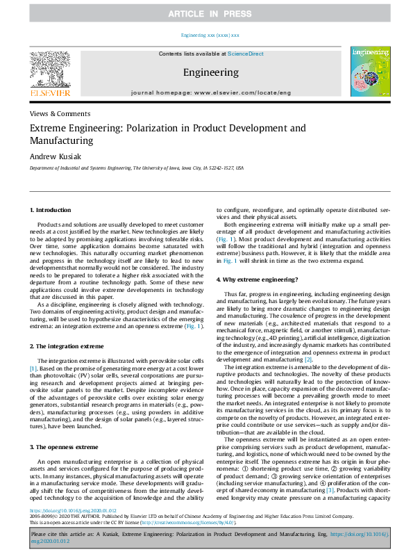 (PDF) Extreme Engineering: Polarization in Product Development and ...
