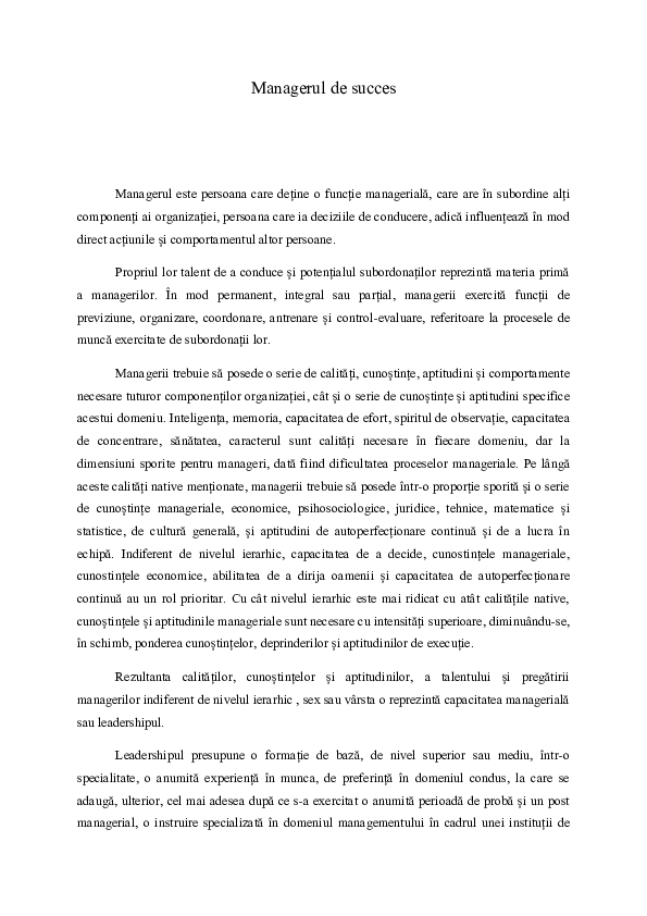 (DOC) Managerul de succes
