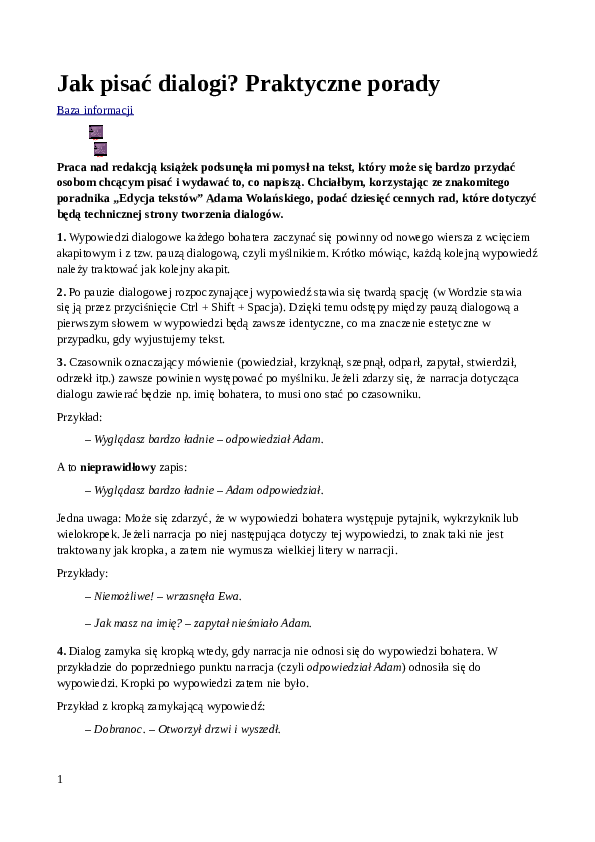 Jak pisać dialogi? Praktyczne porady Baza informacji