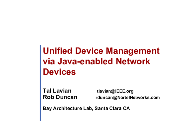 (PDF) Unified Device Management via Java-enabled Network Devices
