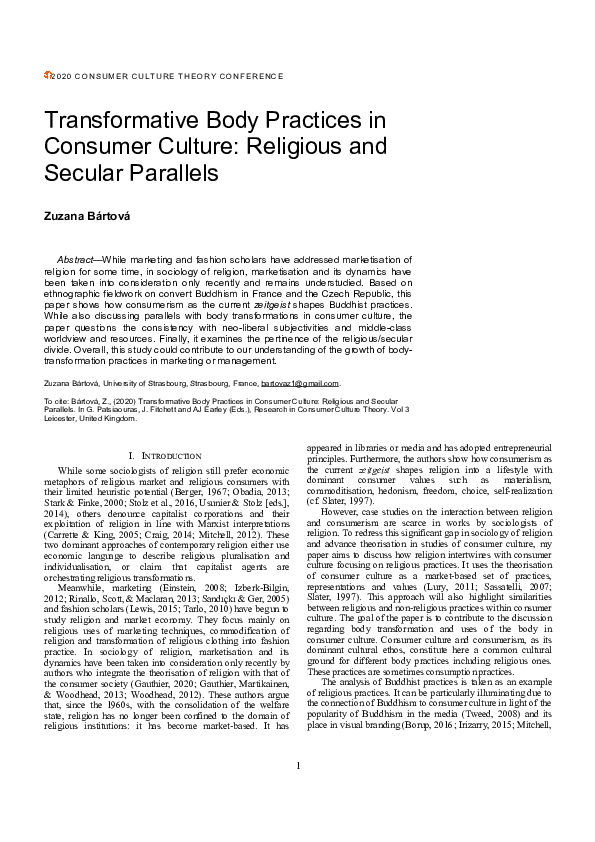(PDF) Transformative Body Practices in Consumer Culture: Religious and ...