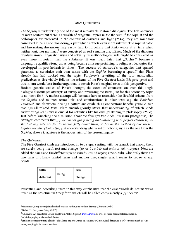 (PDF) Plato's Quincunxes