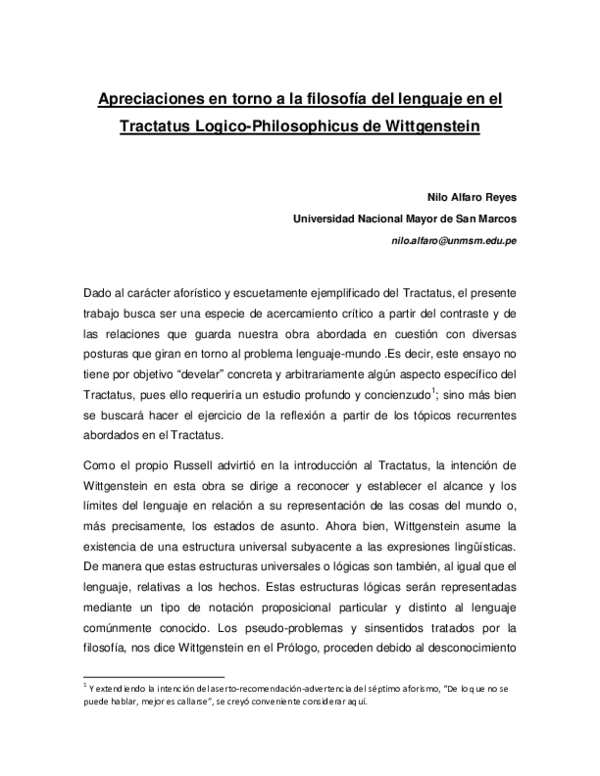 (PDF) El lenguaje en el Tractatus logicus-philosophicus de Wittgenstein ...