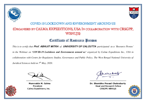 (PDF) COVID Resource person certificate webinar ABHIJIT MITRA | ABHIJIT MITRA - Academia.edu