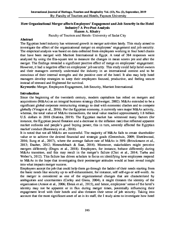 (PDF) How Organizational Merger affects Employees' Engagement and Job ...