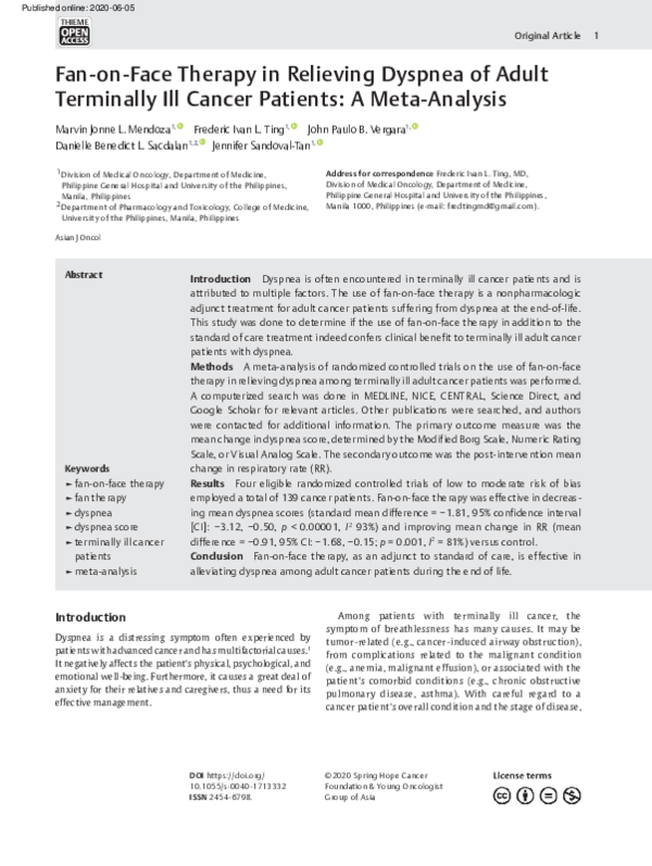 (PDF) Fan-on-Face Therapy in Relieving Dyspnea of Adult Terminally Ill ...