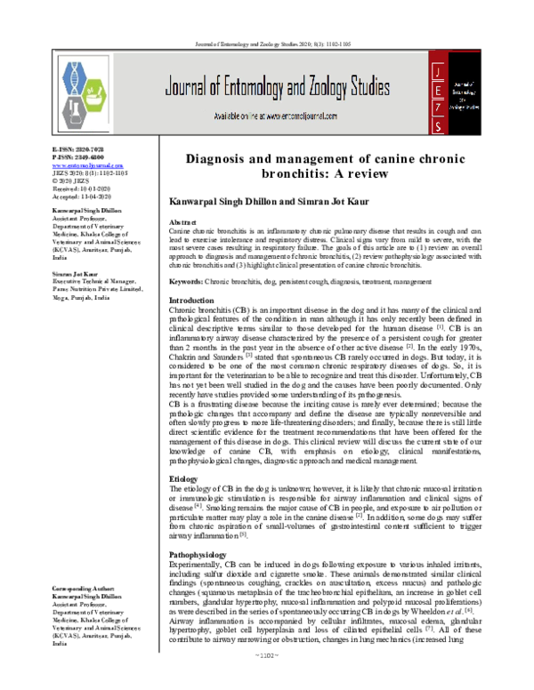 (PDF) Diagnosis and management of canine chronic bronchitis: A review