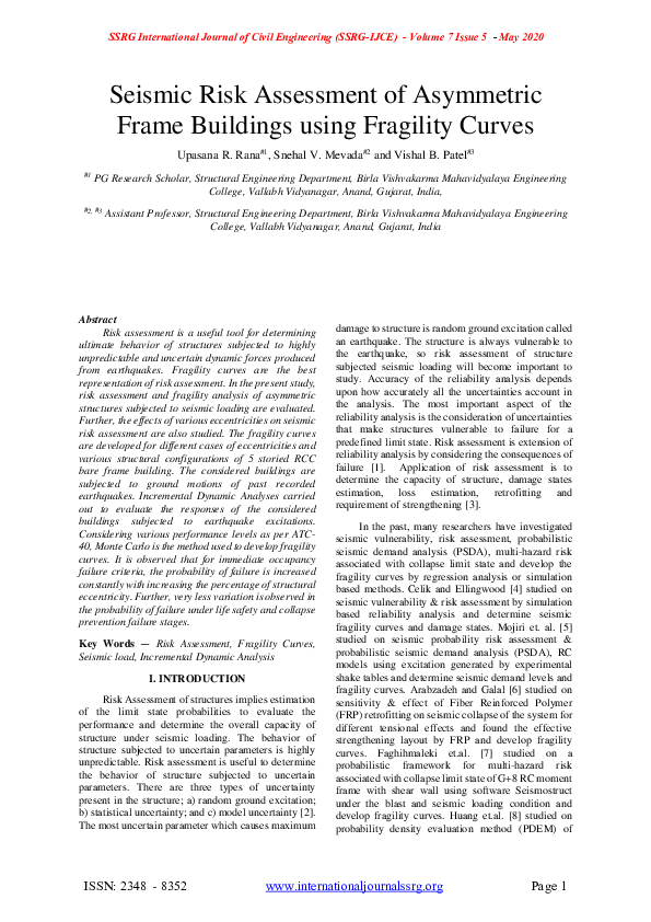 (PDF) Seismic Risk Assessment of Asymmetric Frame Buildings using Fragility Curves