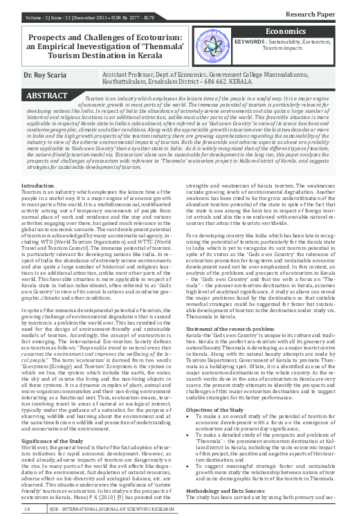 (PDF) Prospects and Challenges of Ecotourism: an Empirical ...