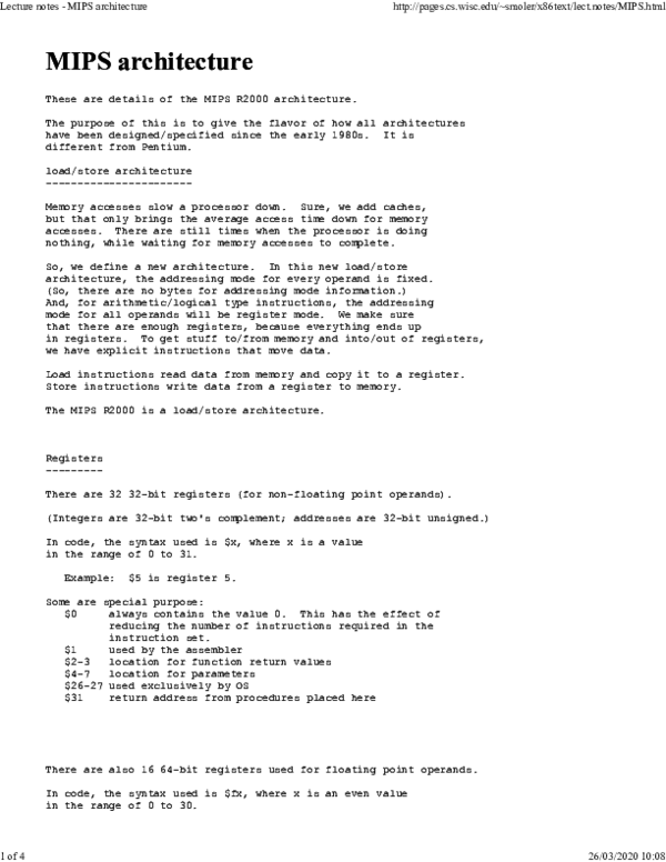 (PDF) MIPS architecture