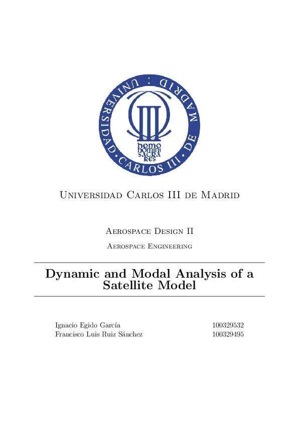 (PDF) AIRCRAFT DESIGN: Dynamic and Modal Analysis of a Satellite Model ...