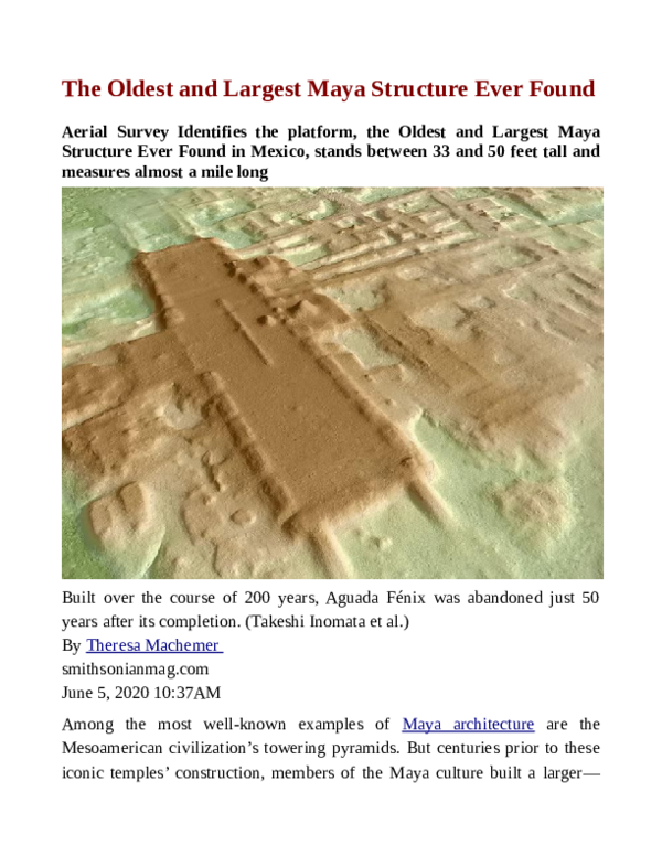(PDF) The Oldest and Largest Maya Structure Ever Found