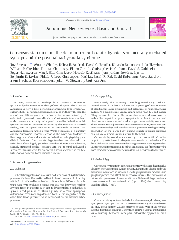 (PDF) Consensus statement on the definition of orthostatic hypotension ...