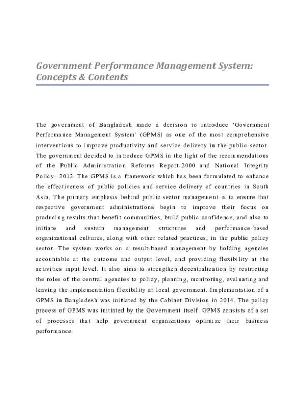 (DOC) Government Performance Management System in Bangladesh