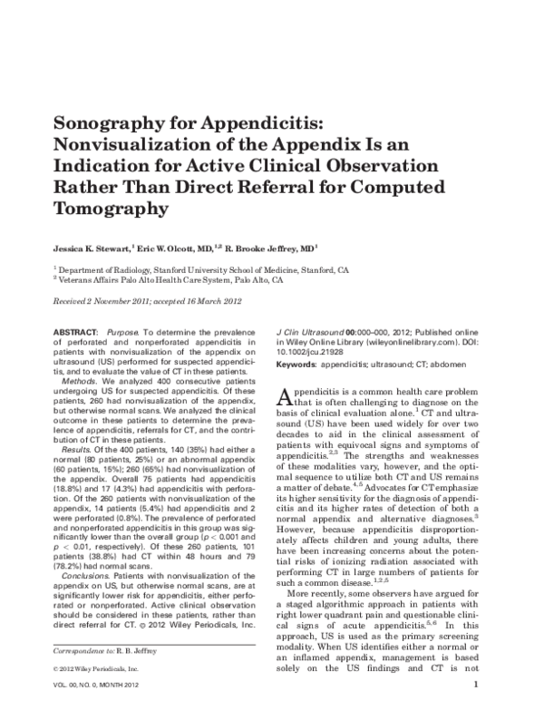 (PDF) Sonography for appendicitis: Nonvisualization of the appendix is ...