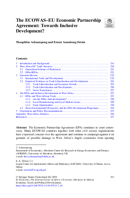 (PDF) The ECOWAS–EU Economic Partnership Agreement: Towards Inclusive ...