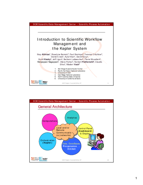 (PDF) Introduction to scientific workflow management and the Kepler system