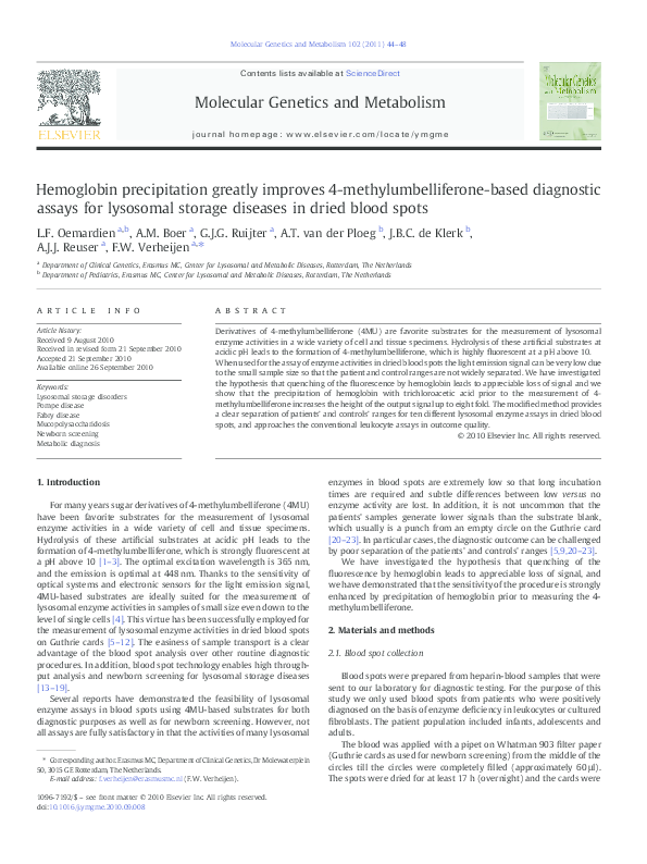 (PDF) Hemoglobin precipitation greatly improves 4-methylumbelliferone ...