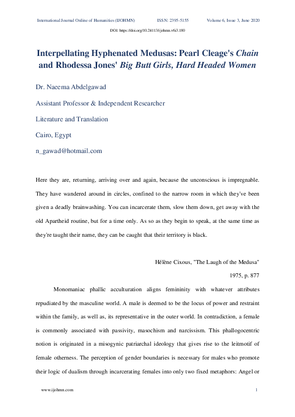 (PDF) Interpellating Hyphenated Medusas: Pearl Cleage's Chain and ...