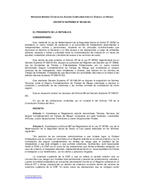 (PDF) DS 003 98 SA Normas técnicas del SCTR