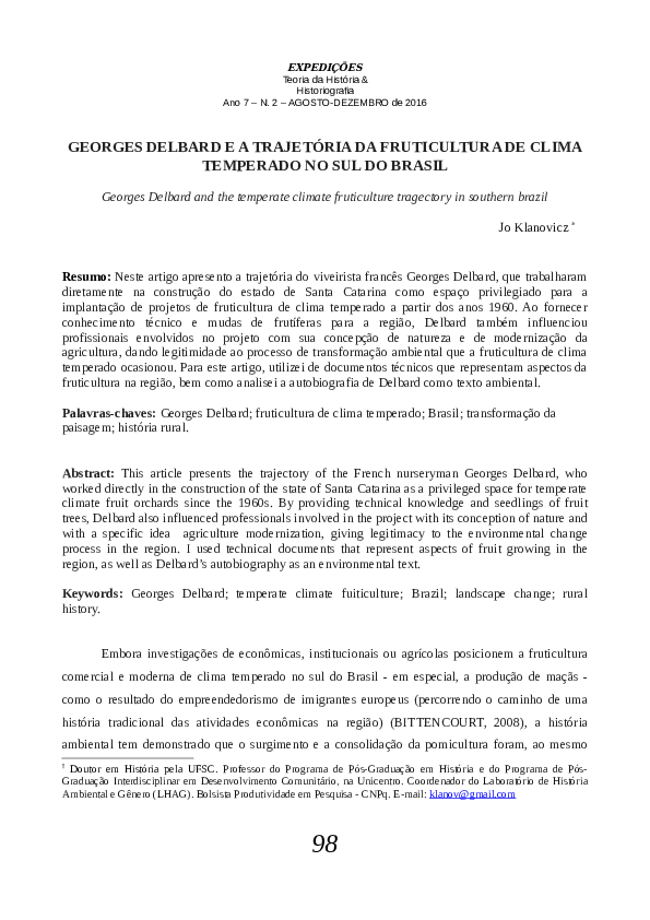 (PDF) Georges Delbard e a Trajetória da Fruticultura de Clima Temperado ...