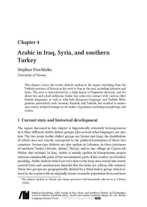 (PDF) Arabic in Iraq, Syria, and southern Turkey
