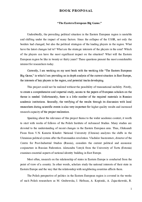 (DOC) "The Eastern European Big Game."