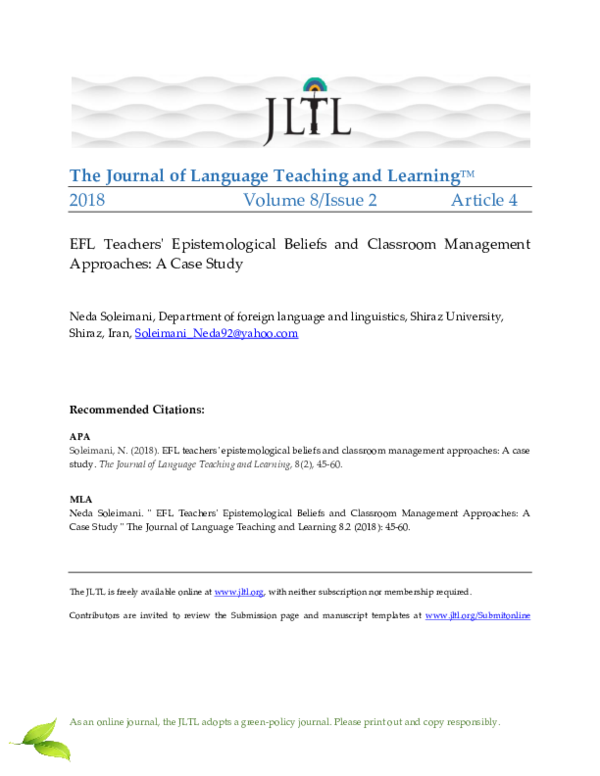 (PDF) The Journal of Language Teaching and Learning™ 2018 Volume 8 ...