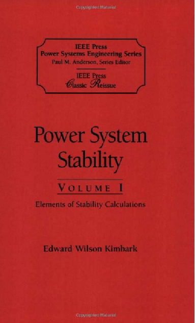 (PDF) POWER SYSTEM STABILITY Volume I Elements of Stability Calculations