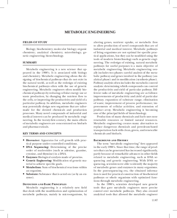 (PDF) metaBoliC enGineeRinG FieldS oF Study | 용석 구 - Academia.edu