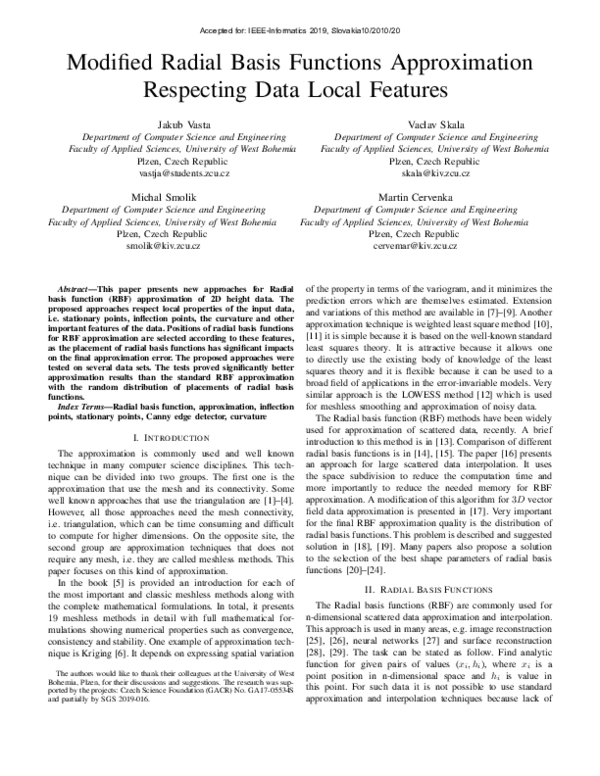 Pdf Modified Radial Basis Functions Approximation Respecting Data Local Features