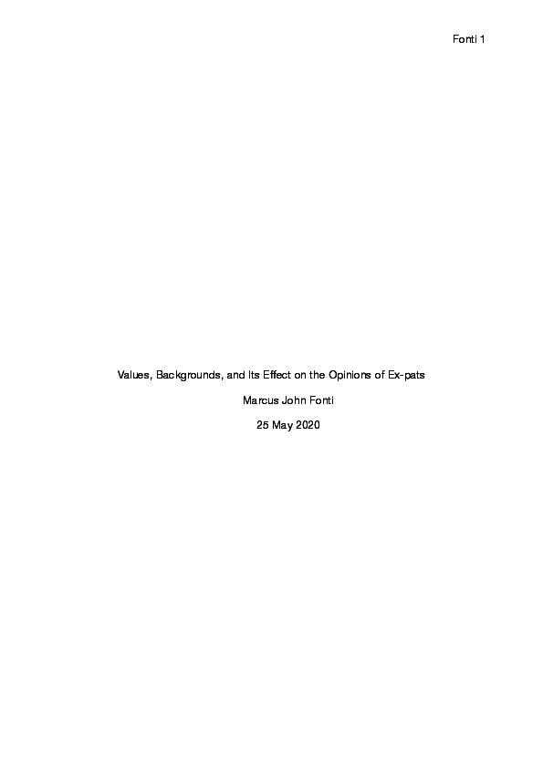 (PDF) Values, Backgrounds, and Its Effect on the Opinions of Ex-pats