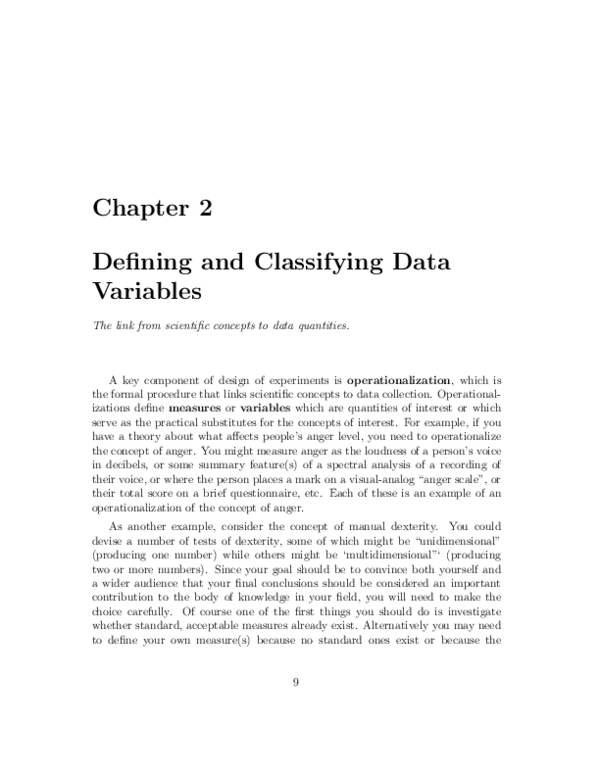 (PDF) Chapter 2 Defining and Classifying Data Variables
