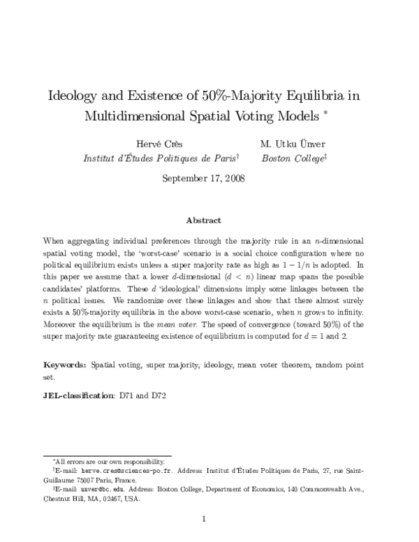(PDF) Ideology and Existence of 50%-MAJORITY Equilibria in ...