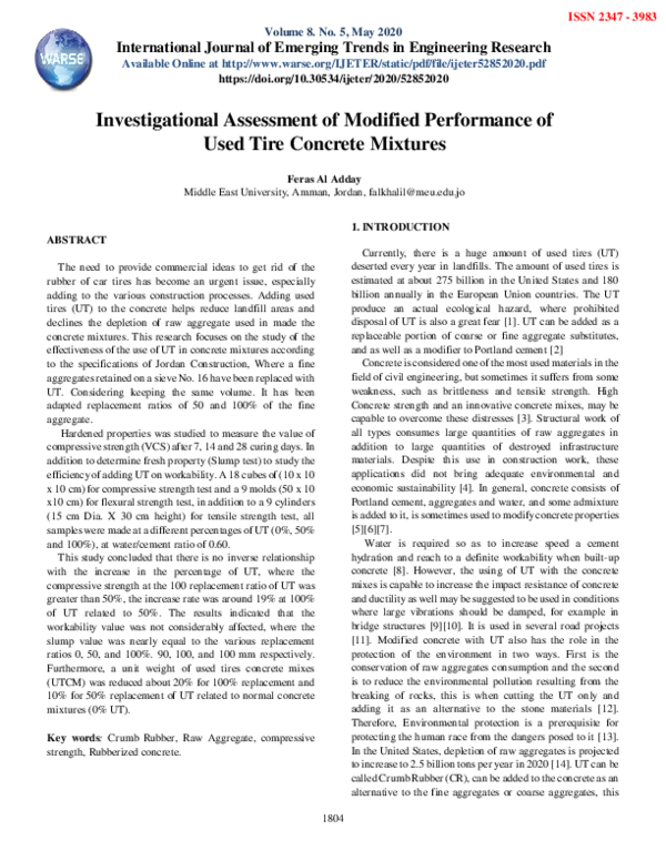 (PDF) Investigational Assessment of Modified Performance of Used Tire ...