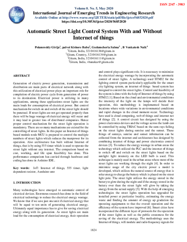 (PDF) Automatic Street Light Control System With and Without Internet ...