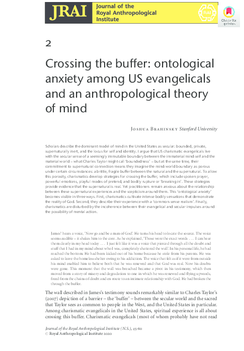 (PDF) Crossing the buffer: ontological anxiety among US evangelicals ...