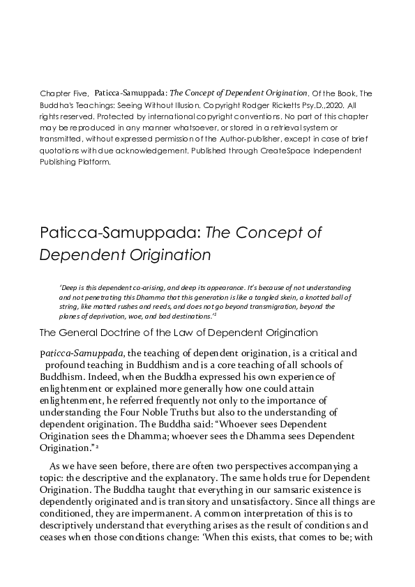 (PDF) Paticca-Samuppada: The Concept of Dependent Origination