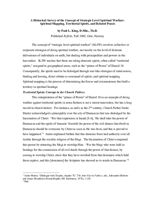 (PDF) A Historical Survey of the Concept of Strategic Level Spiritual ...